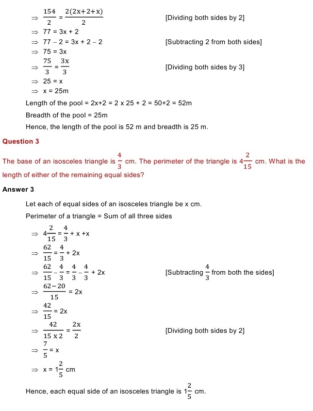 Cbse 8th Class Maths Linear Equations In One Variable Solutions
