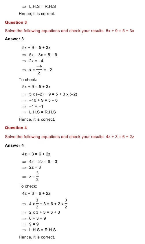 NCERT Solutions For Class 8 Mathematics Chapter 2 Linear Equations In