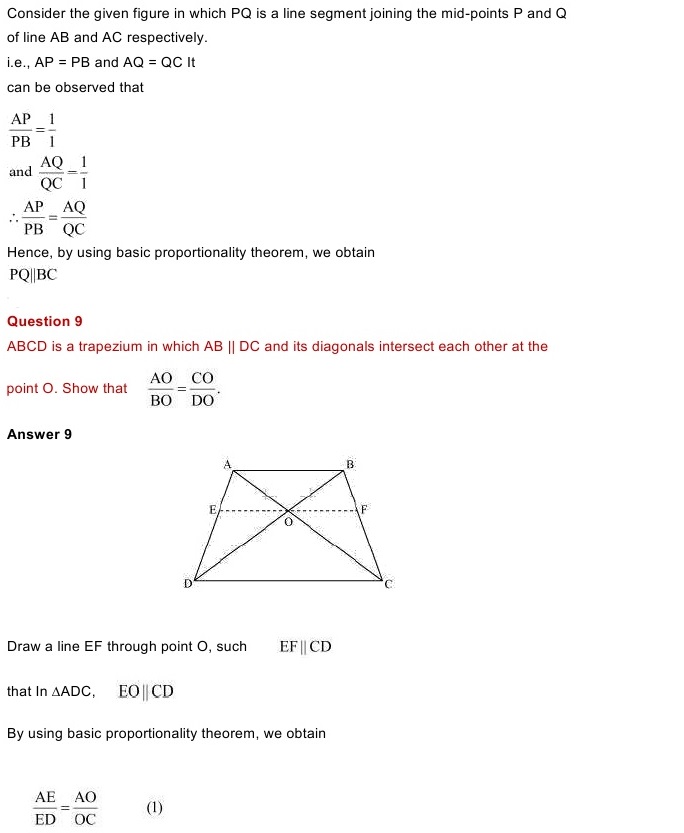 NCERT Solutions For Class 10 Mathematics Chapter 6 Triangles Exercise NCERT Solutions For Class 10 Mathematics Chapter 6 Triangles Exercise