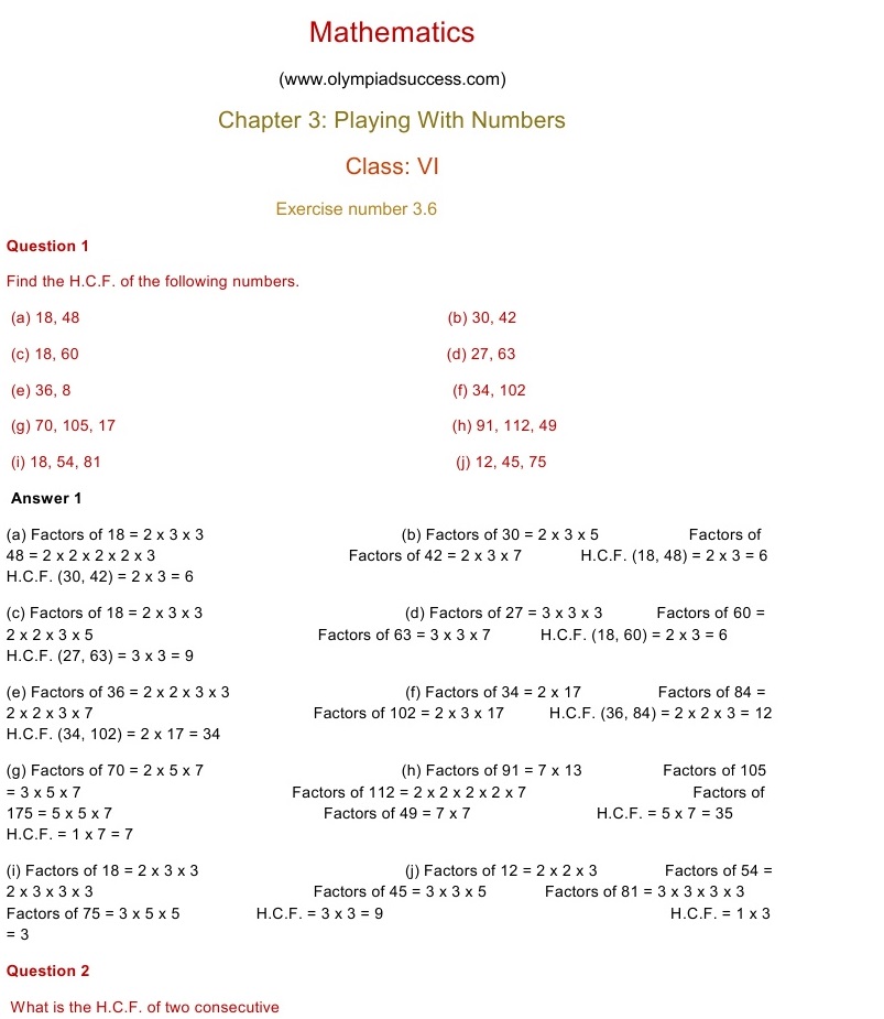 NCERT Solutions For Class 6 Mathematics Chapter 3 Playing With Numbers
