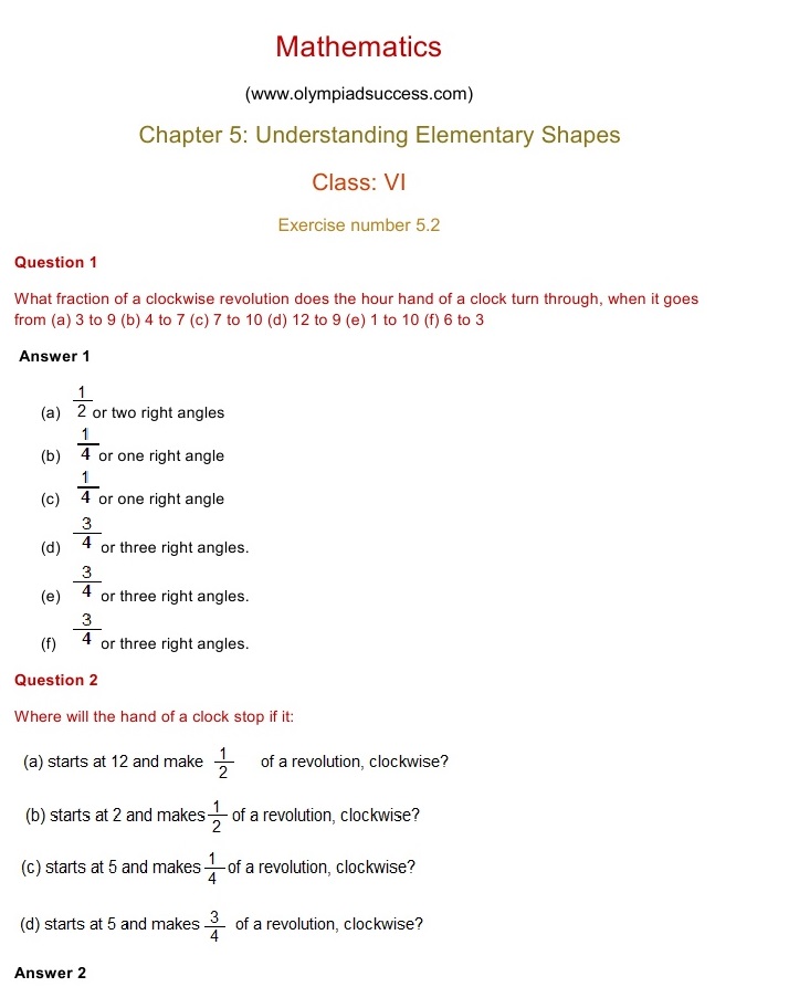 NCERT Solutions For Class 6 Mathematics Chapter 5 Understanding
